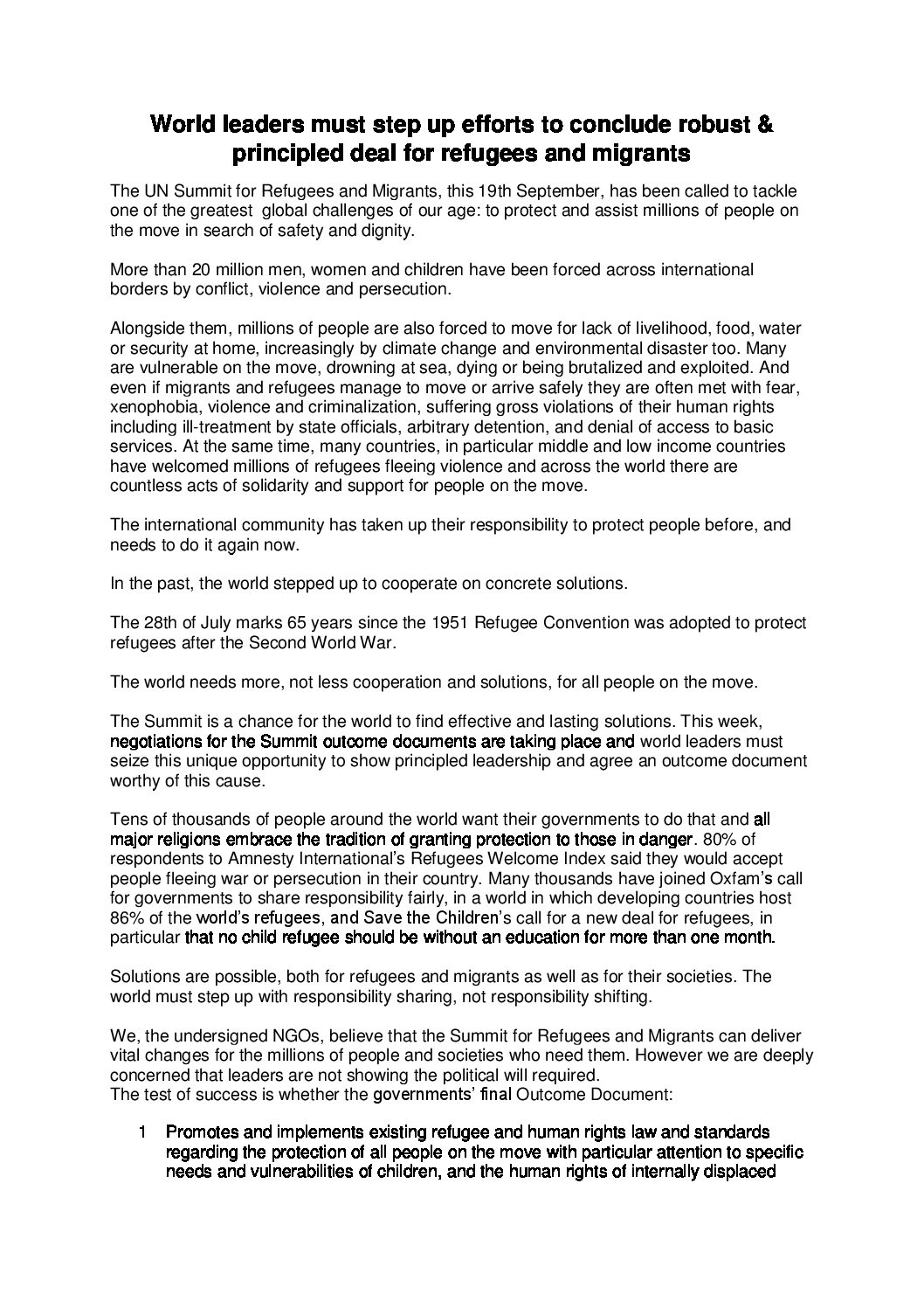 World Leaders Must Step up Efforts to Conclude Robust and Principled ...