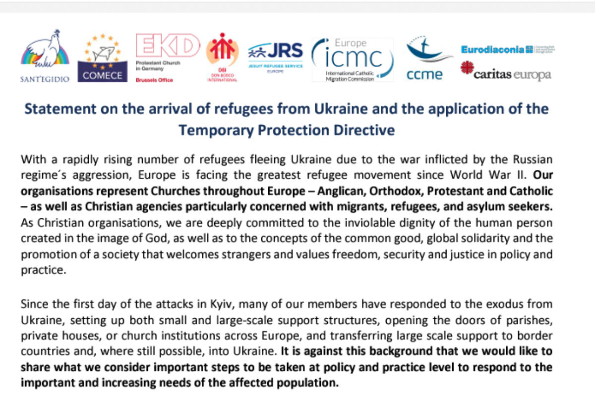 Christian organisations statement: arrival of refugees from Ukraine and ...